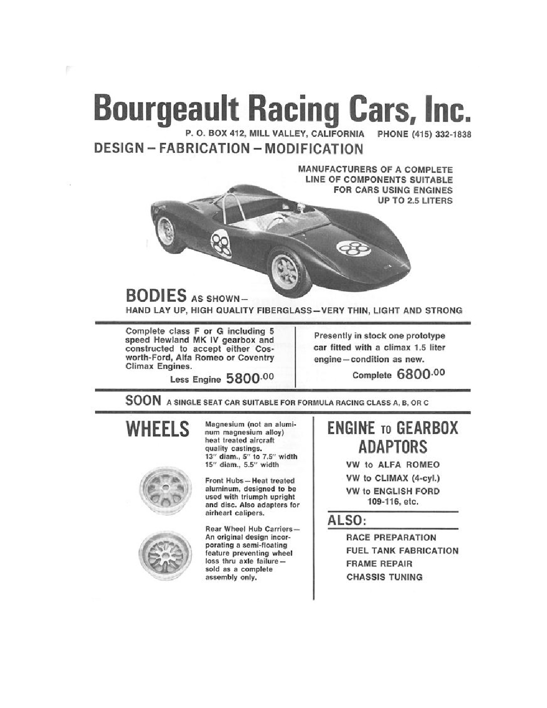 Bourgeault 1600 cc Sports Racer - Motorsports Market